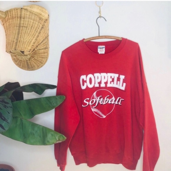 Vintage | Sweaters | Vtg Retro Vsco 9s Oversized Softball Sweatshirt ...